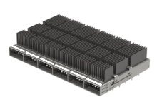 QSFP-DD Cage Assembly, 1-by-6, NET Fin Heat Sink, Spring Fingers, One Rear Leg, with Press-Fit Pins, Robust for sale