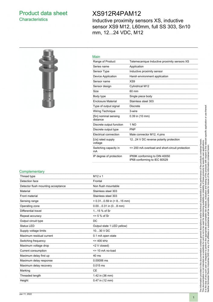 XS912R4PAM12 technical document page 1