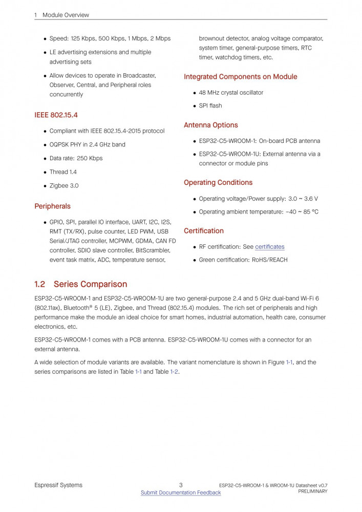 ESP32-C5-WROOM-1 datasheet page 3