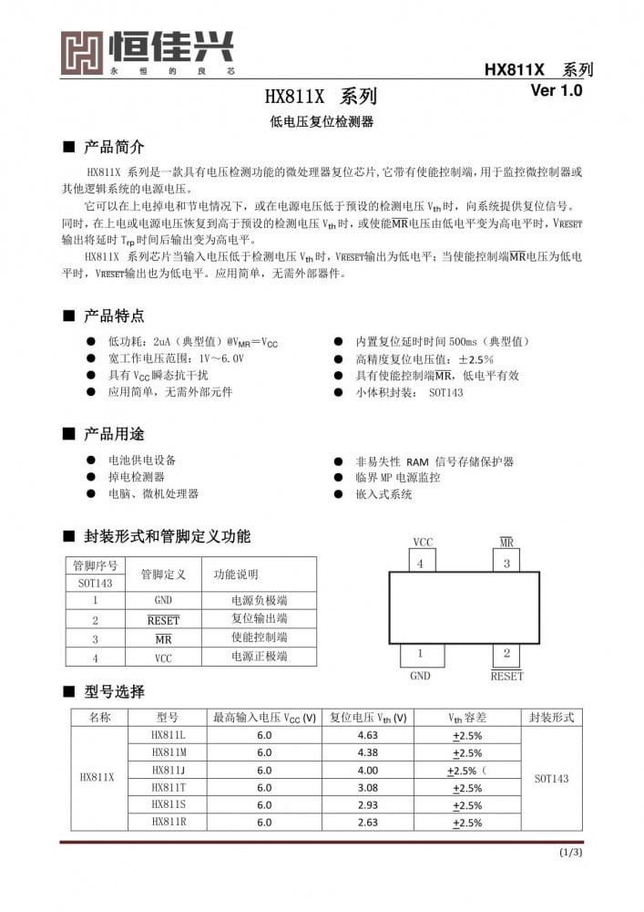 HX811T datasheet page 1