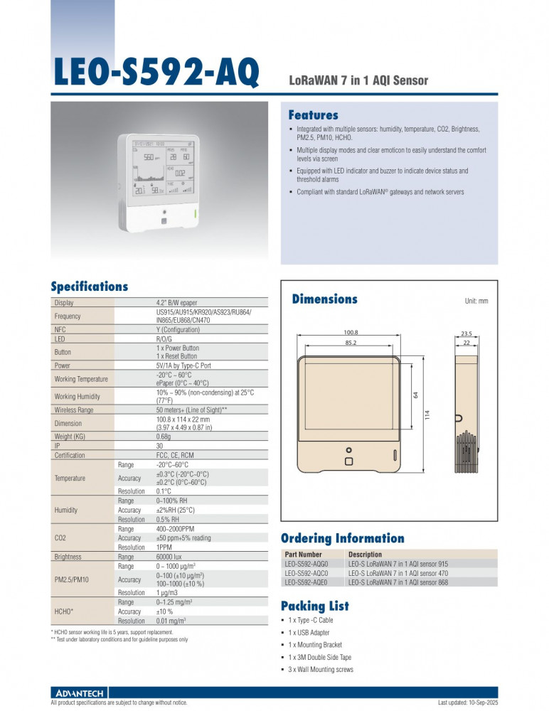 LEO-S592-AQ technical document page 1