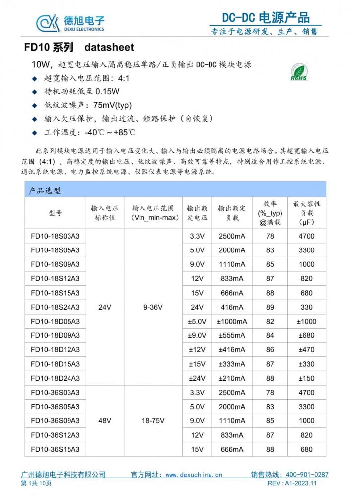 FD10-18S05A3 datasheet page 1