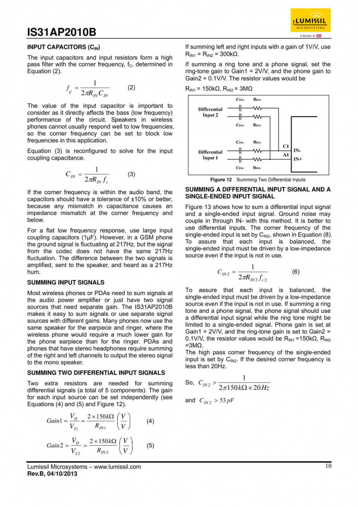 IS31AP2010B datasheet page 10