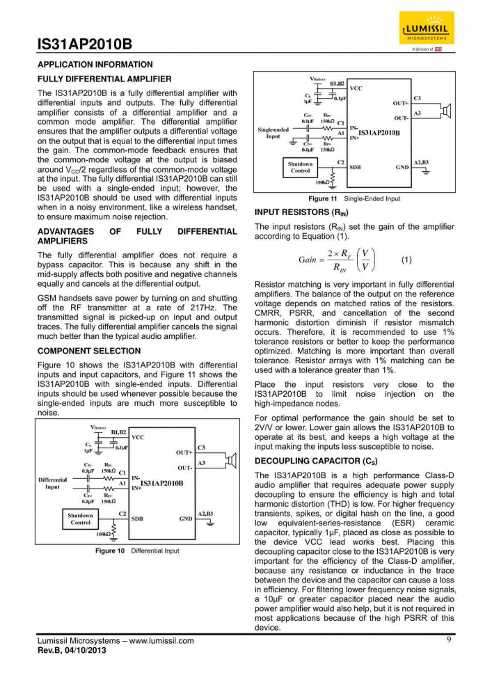 IS31AP2010B datasheet page 9