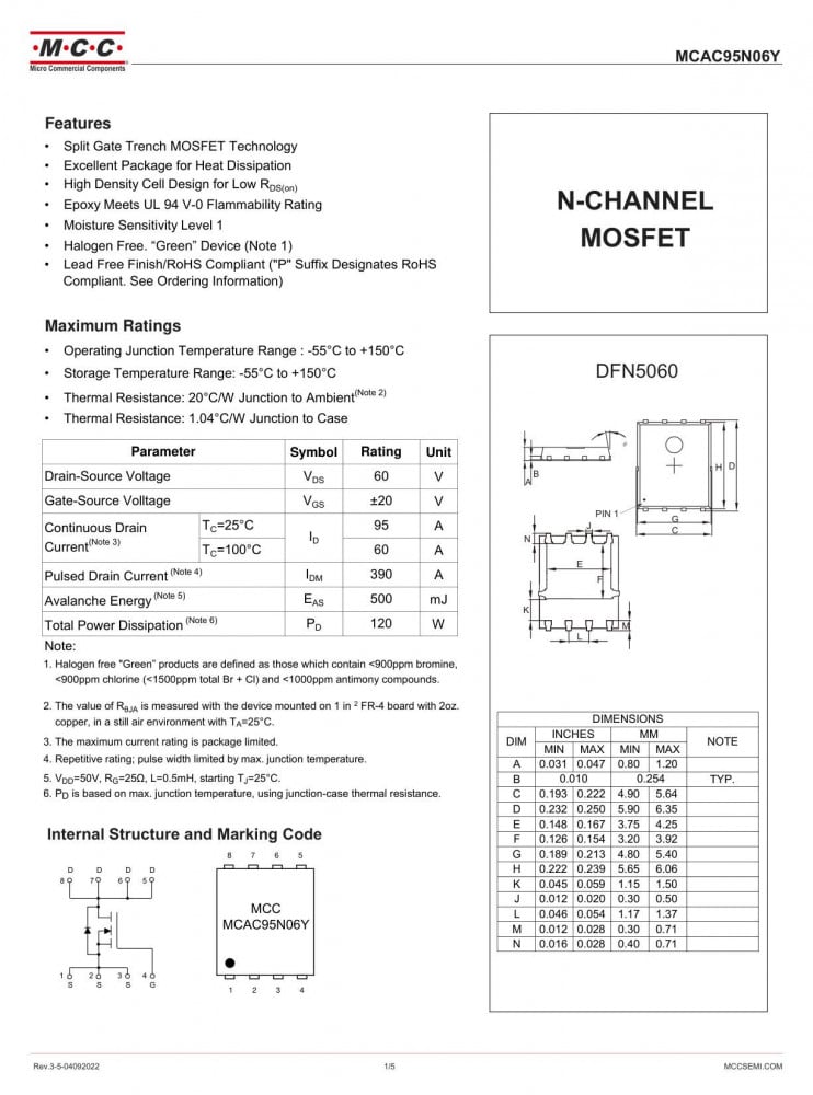 MCAC95N06Y-TP datasheet page 1