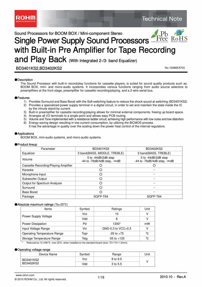 BD3402KS2 technical document page 1