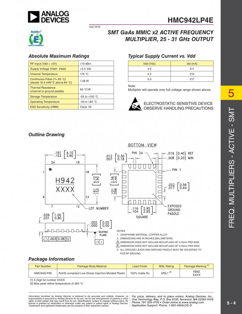 HMC942LP4E technical document, page 4