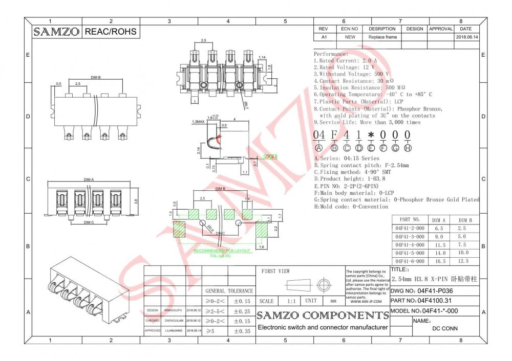 SAMZO 04F414000 technical drawing
