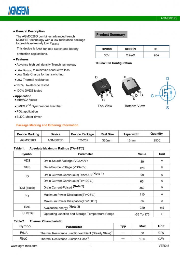 AGM3028D datasheet page 1