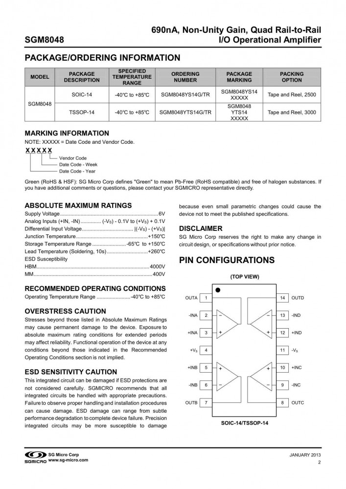 SGM8048 datasheet page 2