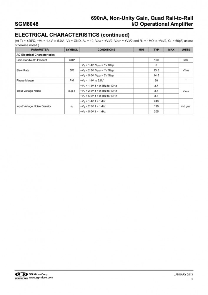 SGM8048 datasheet page 4