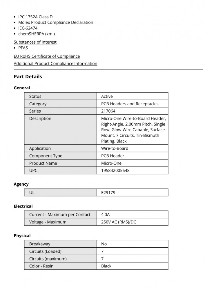MOLEX 2170640071 technical document preview, page 2