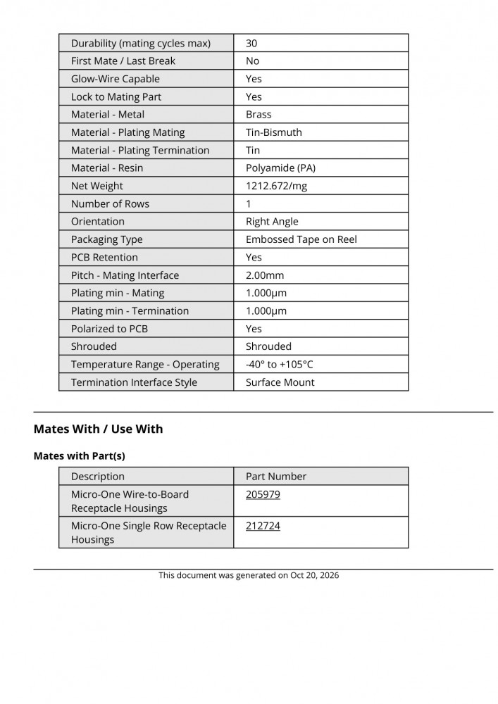 MOLEX 2170640071 technical document preview, page 3
