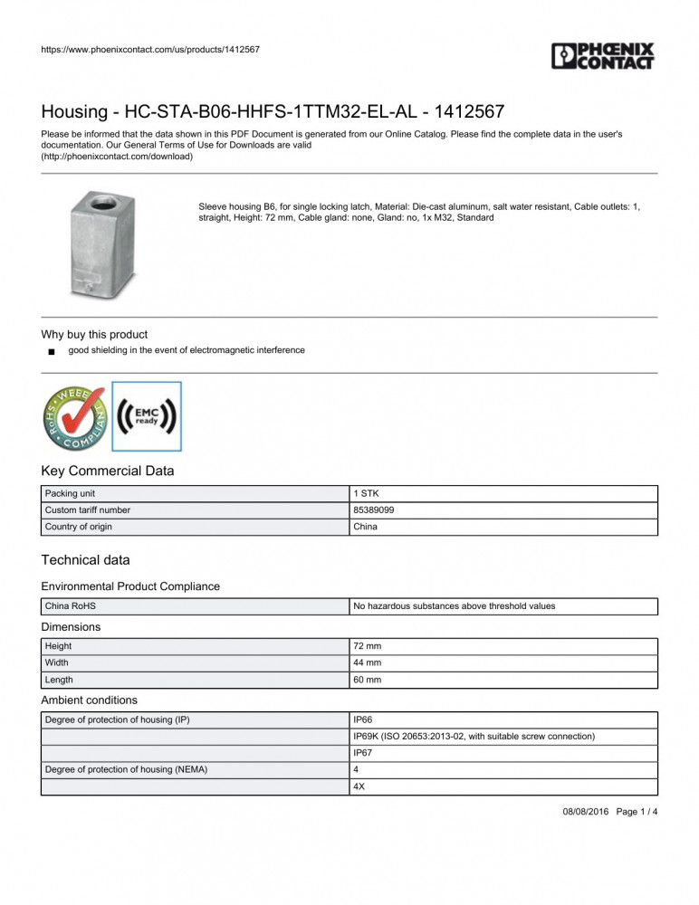 Phoenix Contact 1412567 technical document page 1