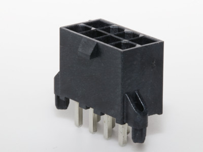 Mini-Fit Jr. Reflow Solder Capable Header, 4.20mm Pitch, Dual Row, Vertical, 6 Circuits, 1.57mm PCB Thickness, with PCB Pegs, LCP Housing, with Gold (Au) Plating, Glow-Wire Capable, Tray