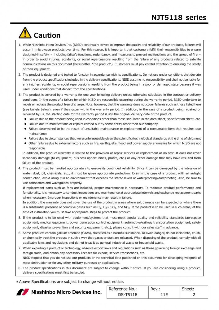 NJT5118 series datasheet page 2