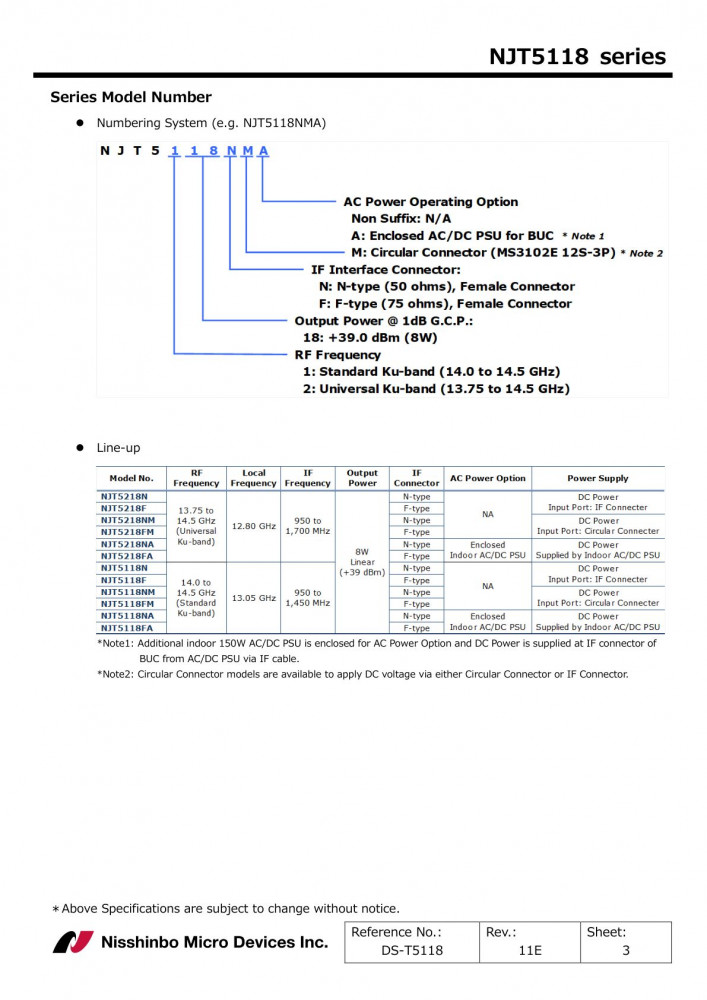 NJT5118 series datasheet page 3