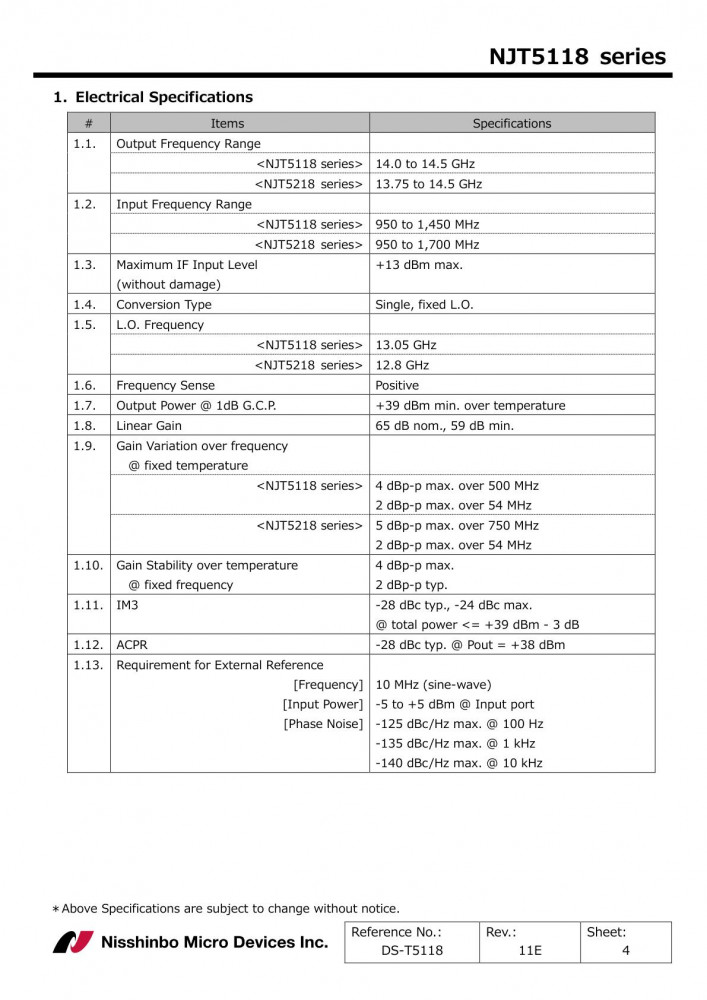 NJT5118 series datasheet page 4