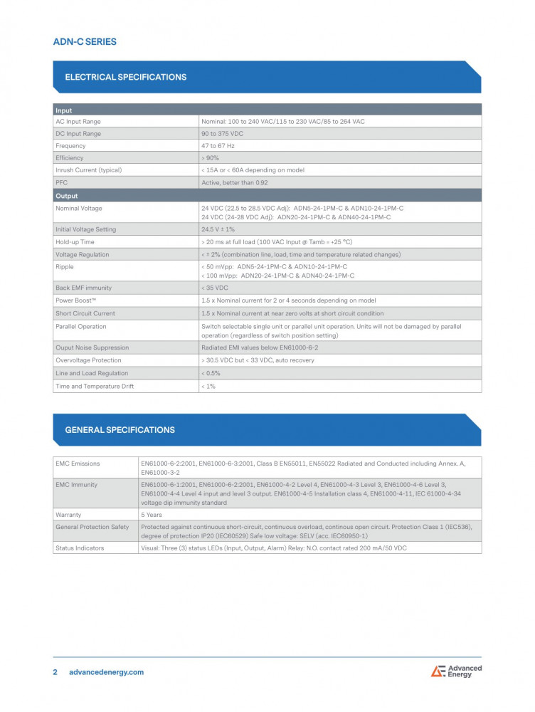 ADN-C series technical document, page 2