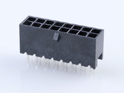 Micro-Fit+ Vertical Header, Through Hole, 3.00mm Pitch, Dual Row, 14 Circuits, 0.38µm Gold (Au) Plating, Glow-Wire Capable, Black, Tray