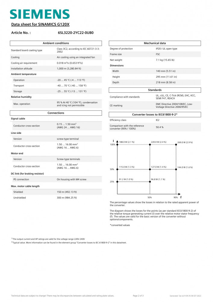 SIEMENS 6SL3220-2YC22-0UB0 datasheet page 2