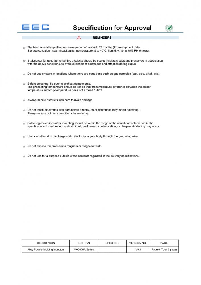 EEC MA0630A specification drawing