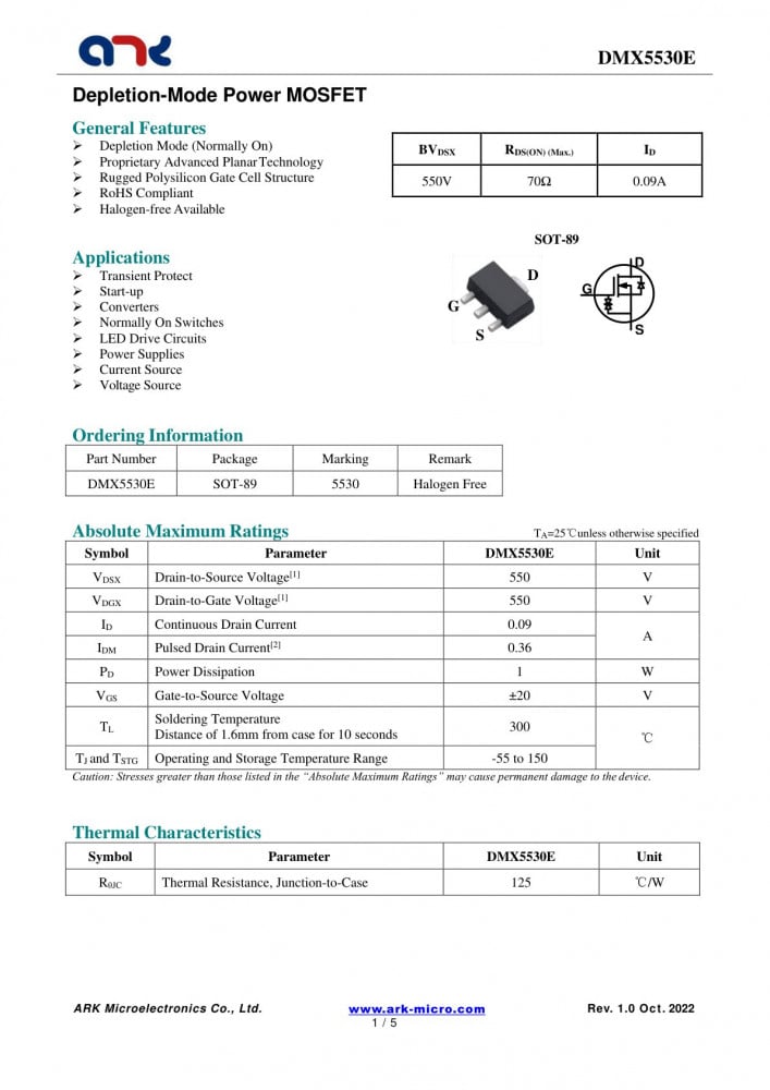 DMX5530E datasheet page 1