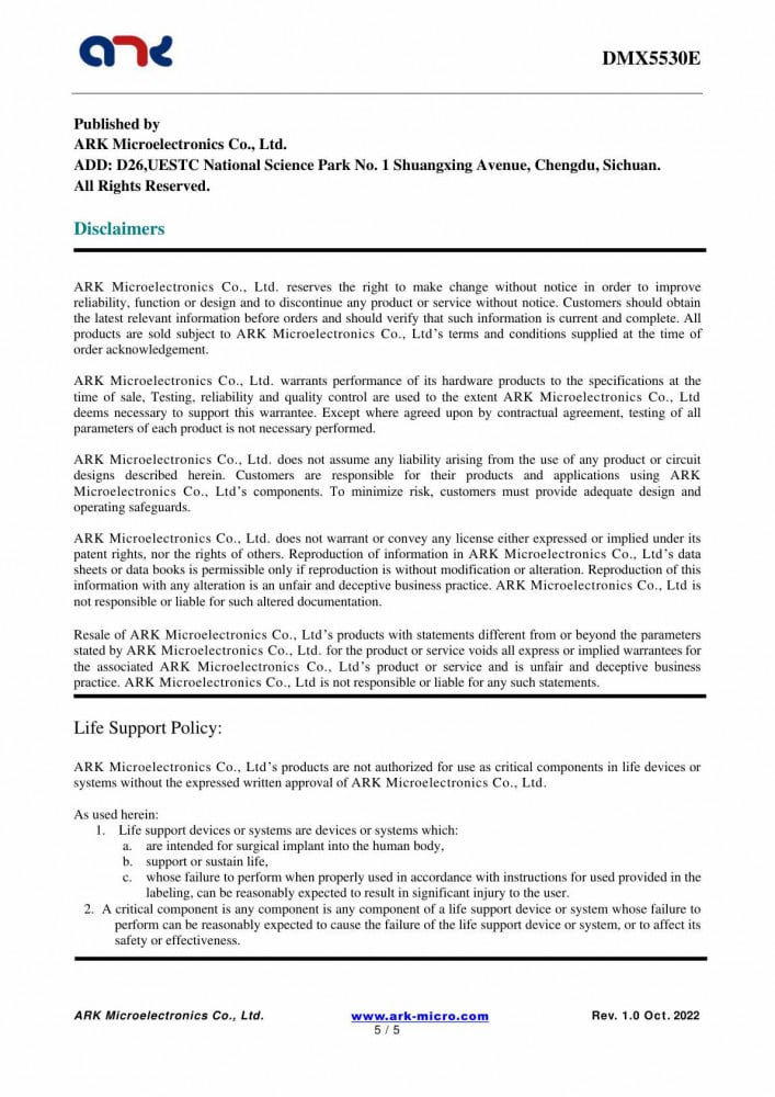 DMX5530E datasheet page 5