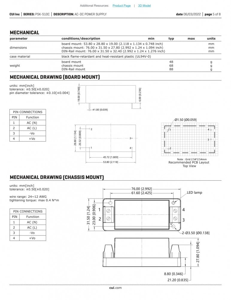 CUI PSK-S10C datasheet page 5