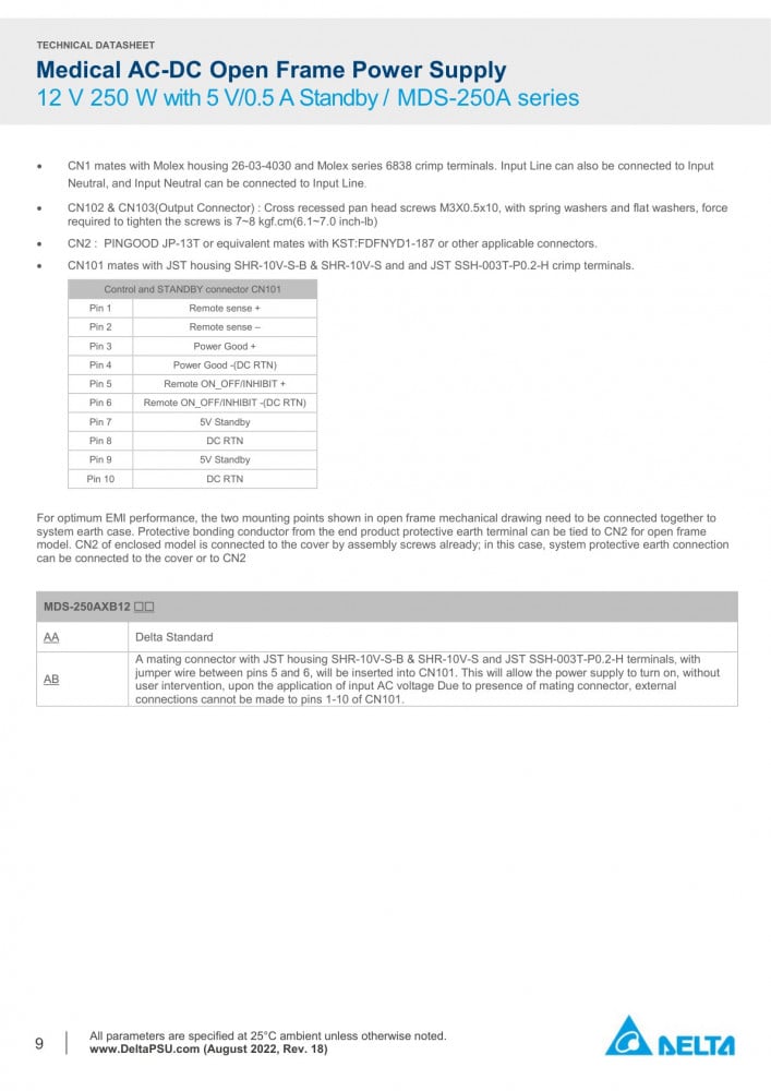 MDS-250APB12 AA datasheet page 9