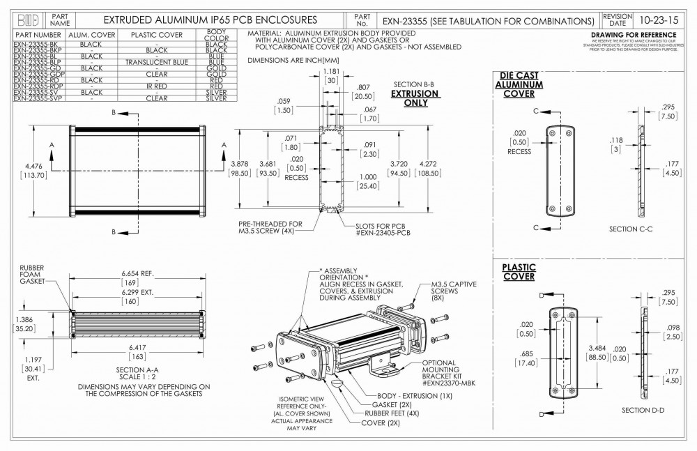Bud Industries EXN-23355 enclosure drawing preview