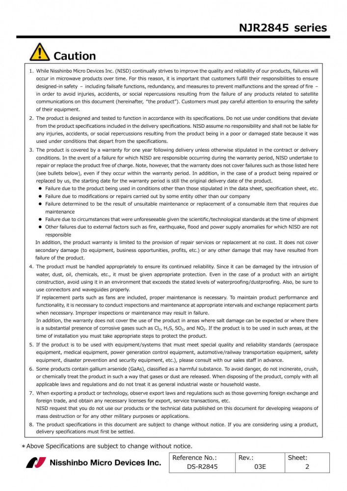 NJR2845 series datasheet page 2