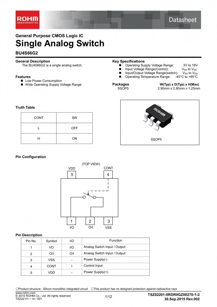 BU4S66G2-TR datasheet page 1