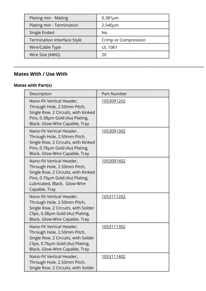 Technical document page 3 for MOLEX 451300210