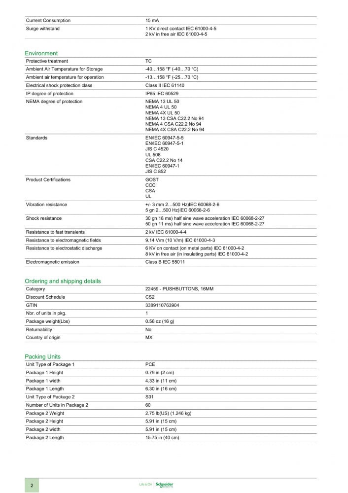 XB6CF1B5B technical document page 2