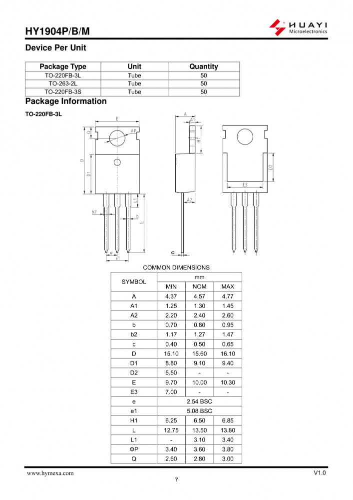 HY1904B datasheet page 7