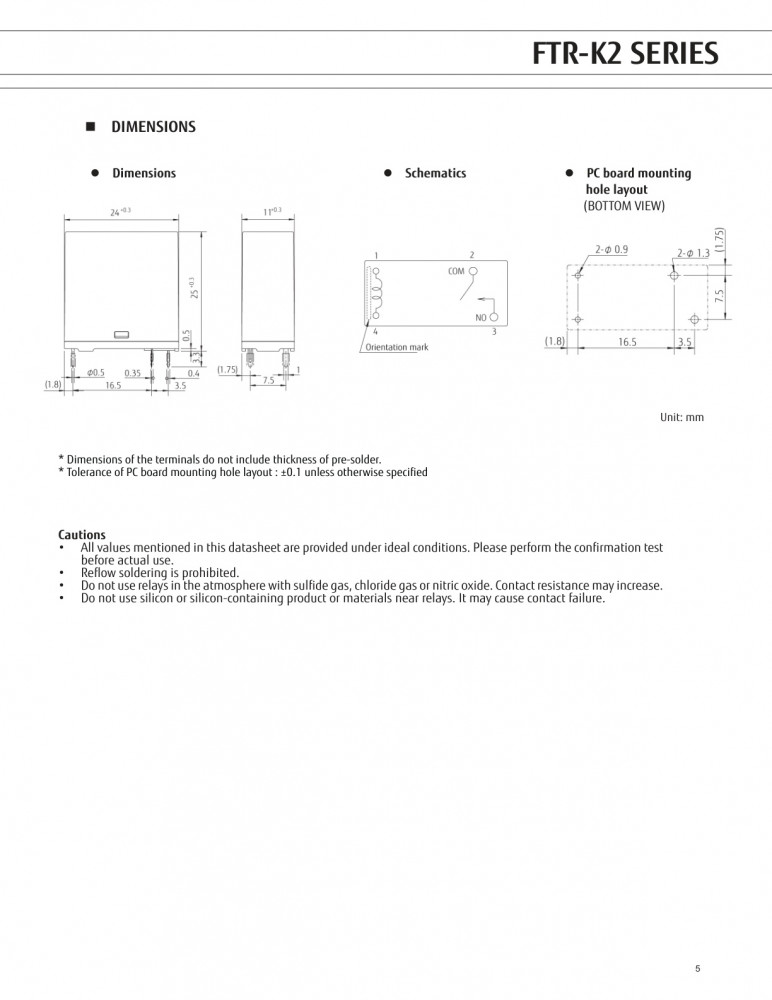 FTR-K2 series datasheet page 5