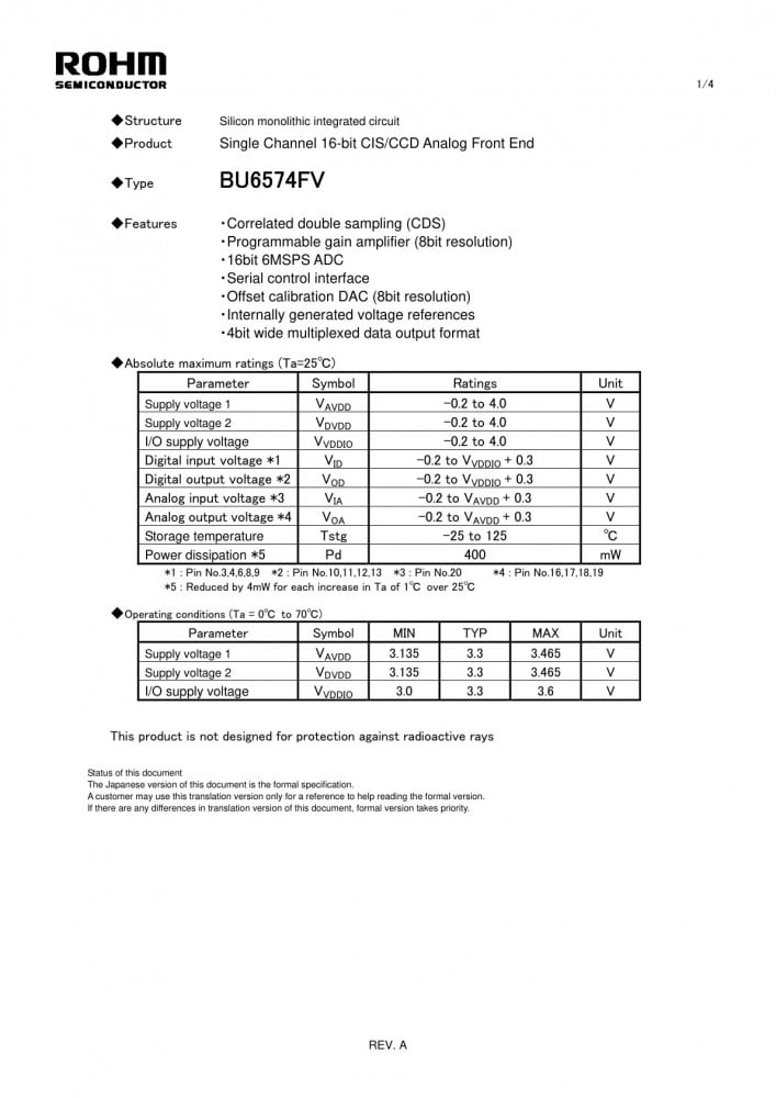 BU6574FV-E2 document page 1