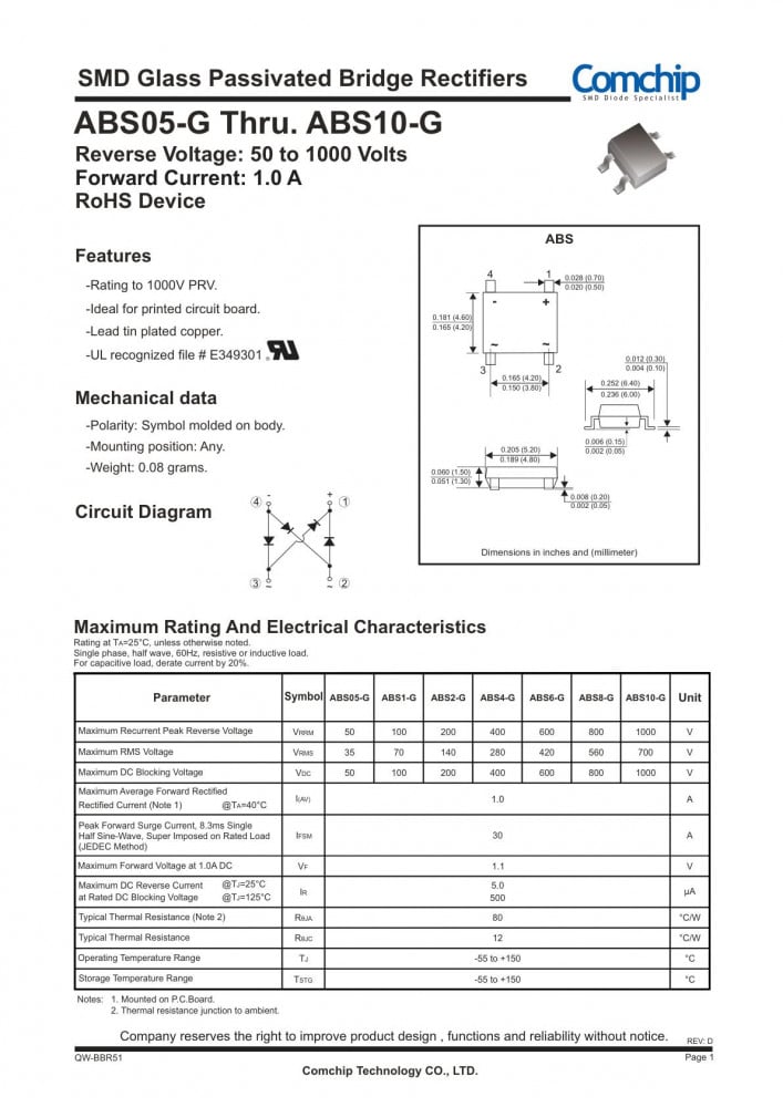 ABS10-G datasheet page 1