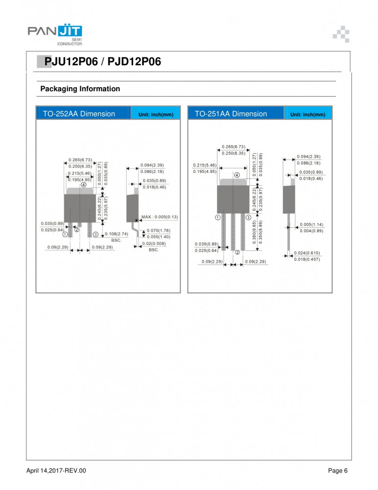 PANJIT PJD12P06 datasheet page 6