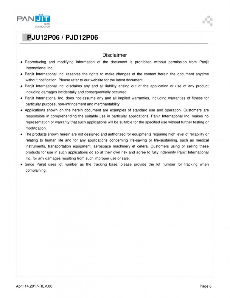 PANJIT PJD12P06 datasheet page 8