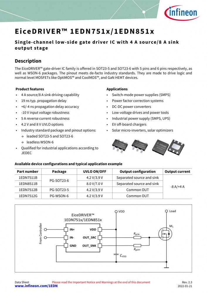 1EDN8511B technical document page 1