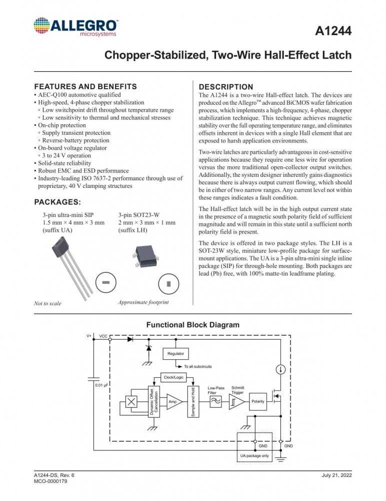 A1244 datasheet page 1