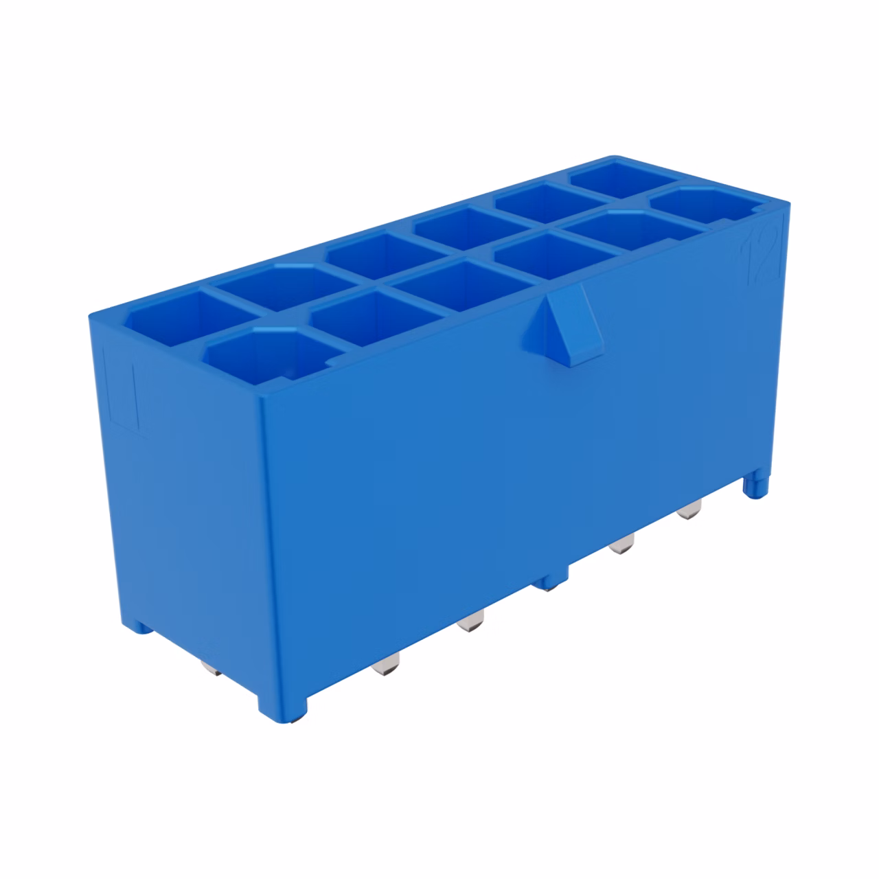 Mega-Fit Slim ColorLock Vertical Header without Crush Pegs, 5.70mm Pitch, Through Hole, Dual Row, 12 Circuits, Matte Tin (Sn) Plating, 2.93mm Tail Length, Glow-Wire Capable, Tray, Blue for sale