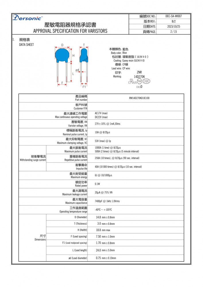 RM14D270KD1IE100 specification page 3