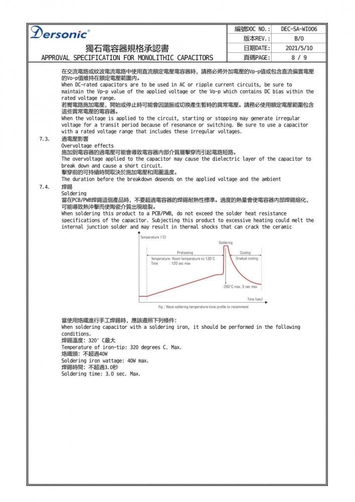 Dersonic approval specification page 9