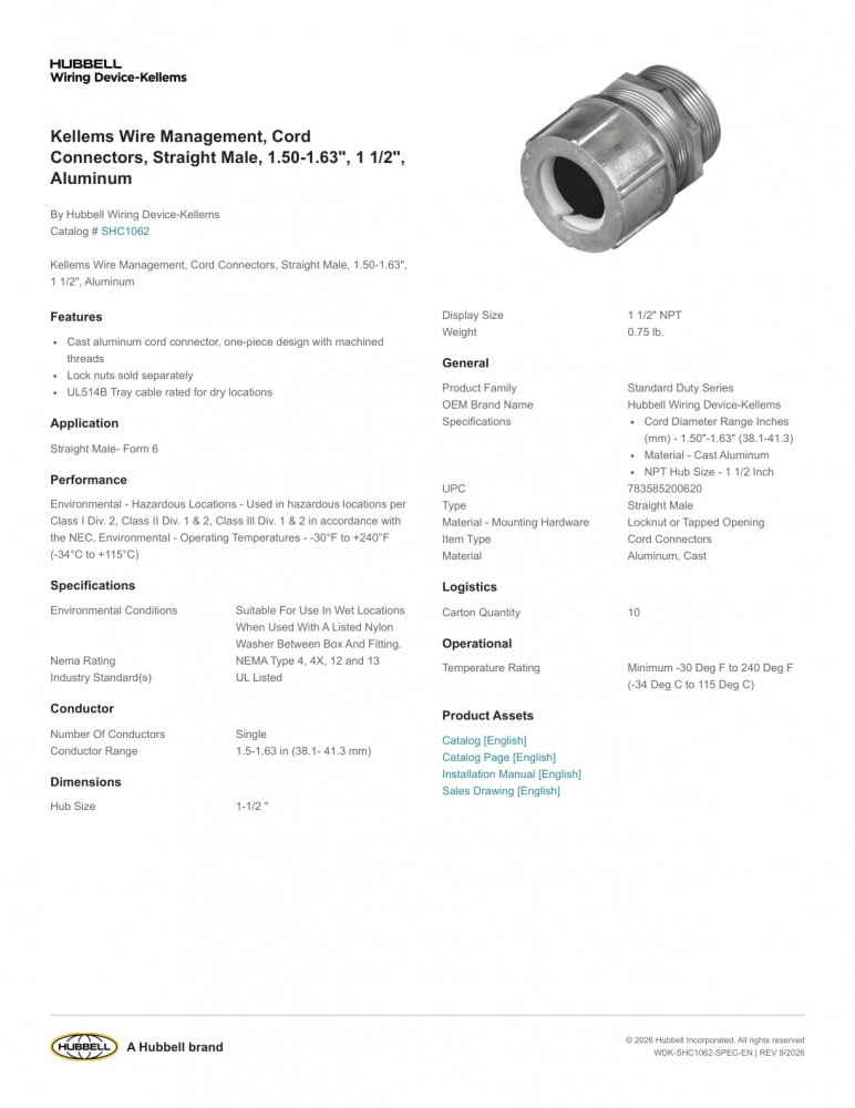SHC1062 product documentation image