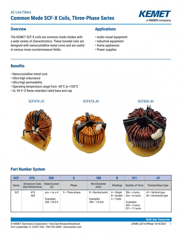 KEMET SCF-X datasheet page 1
