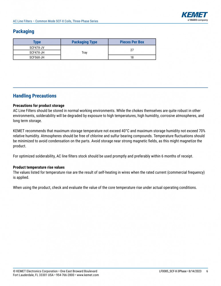 KEMET SCF-X datasheet page 6