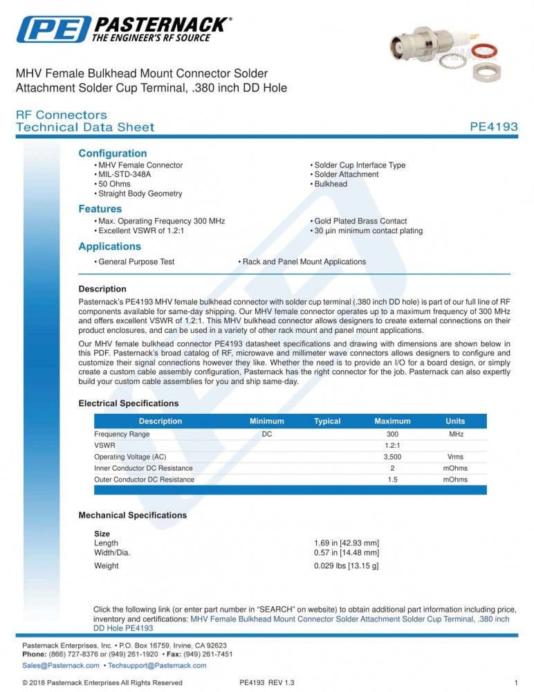 PE4193 technical document page 1